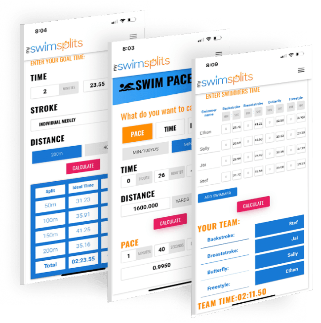 My Swim Splits Mobile App - The Most Accurate Swim Calculators